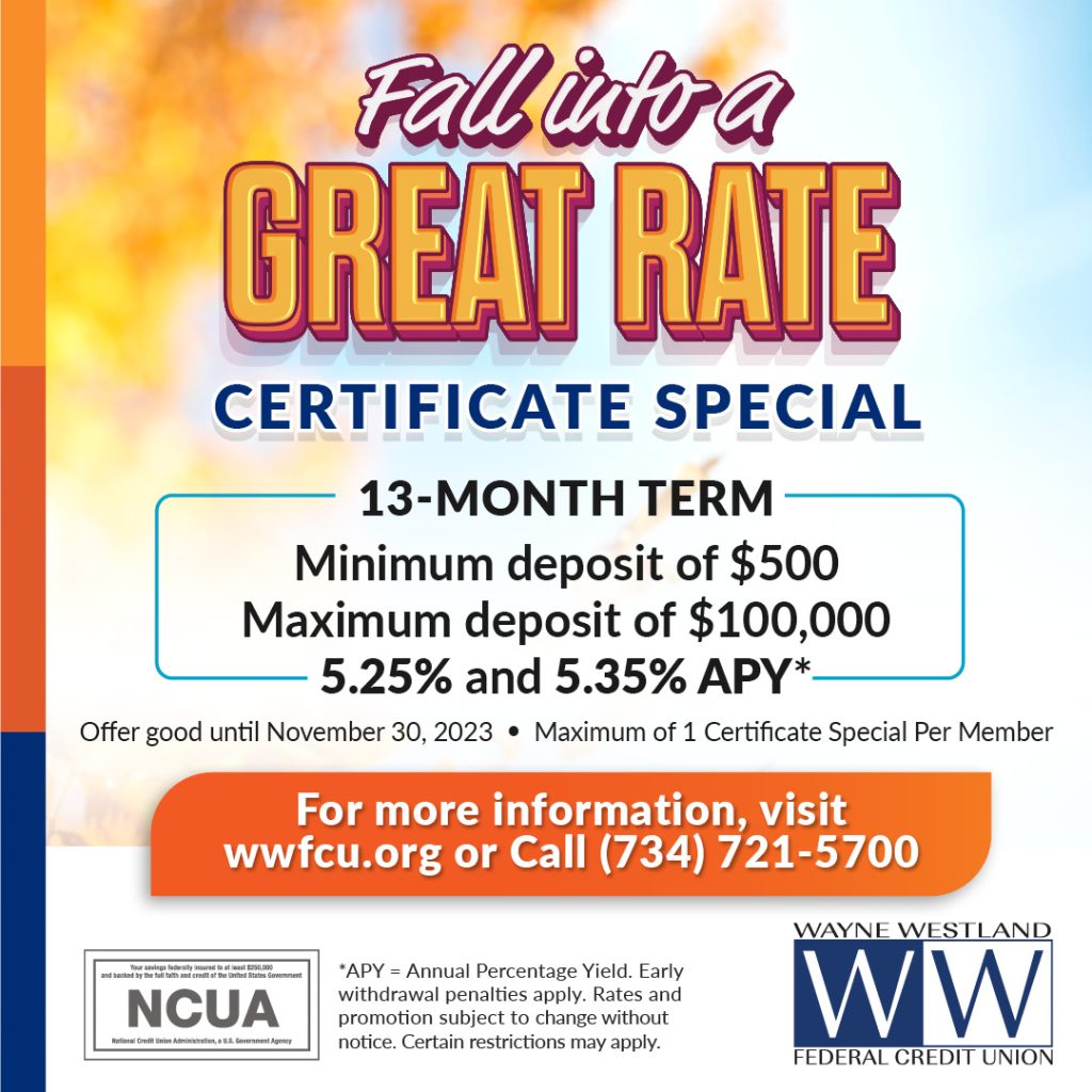 Fall Into a Great Rate – Certificate Special - Wayne Westland Federal ...